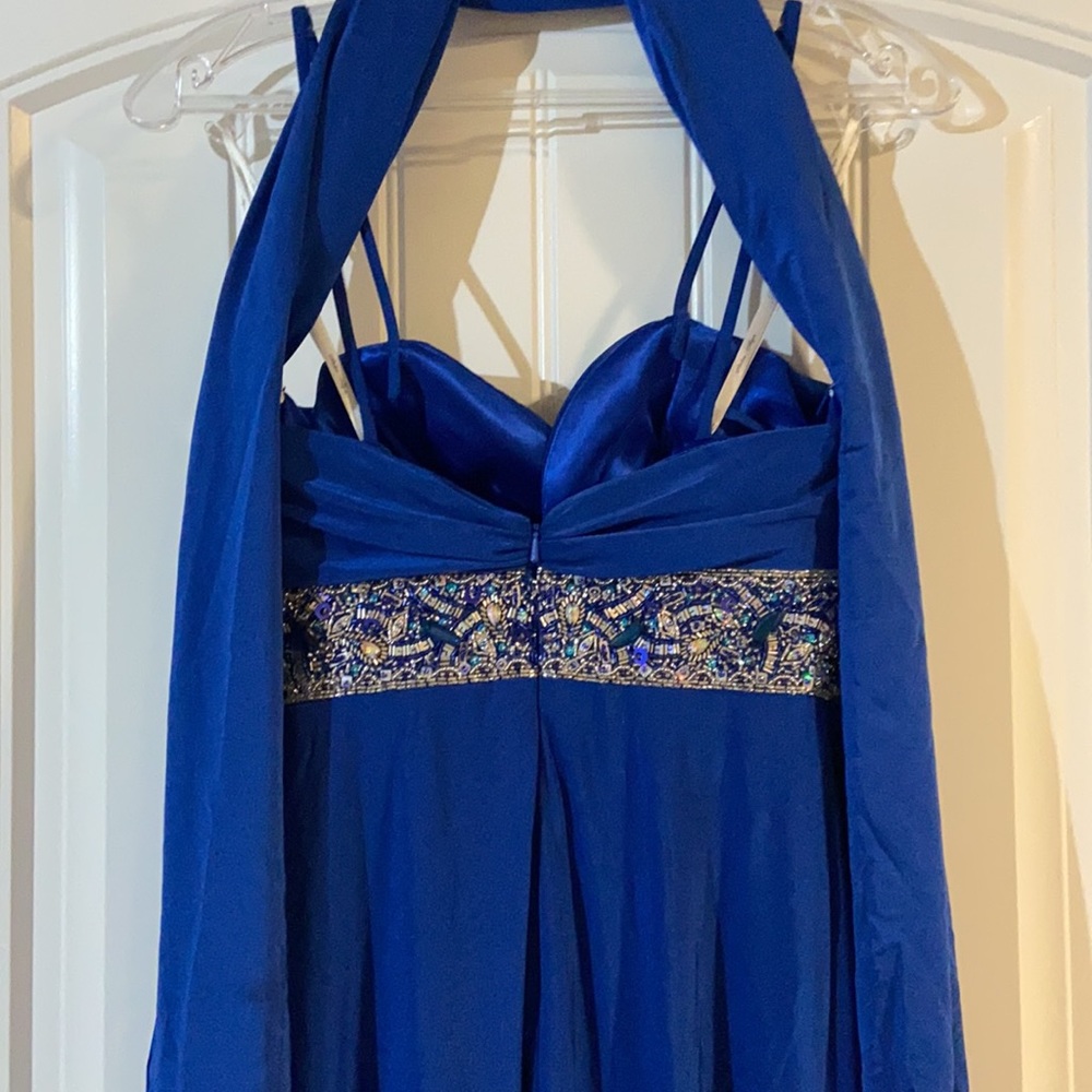 Royal Blue Spaghetti Strap Prom Dress - Gem